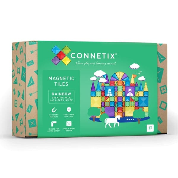 Pack rainbow créatif 102 pièces tuiles magnetiques - CONNETIX | Emilie & Compagnie